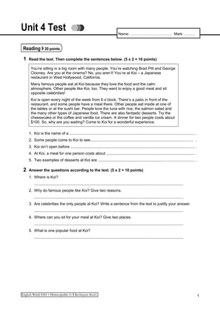 Unit 4 - Test 3 | DOC