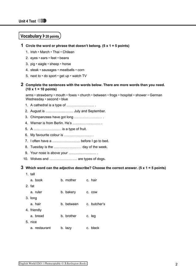 Unit 4 - Test 3 | DOC