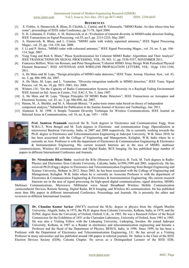 Signal Processing Algorithm of Space Time Coded Waveforms for Coherent MIMO Radar: Overview on ...