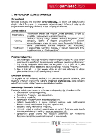 Program "Warto pamiętać" - ewaluacja | PDF