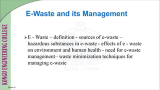 E waste and its Management | PPTX