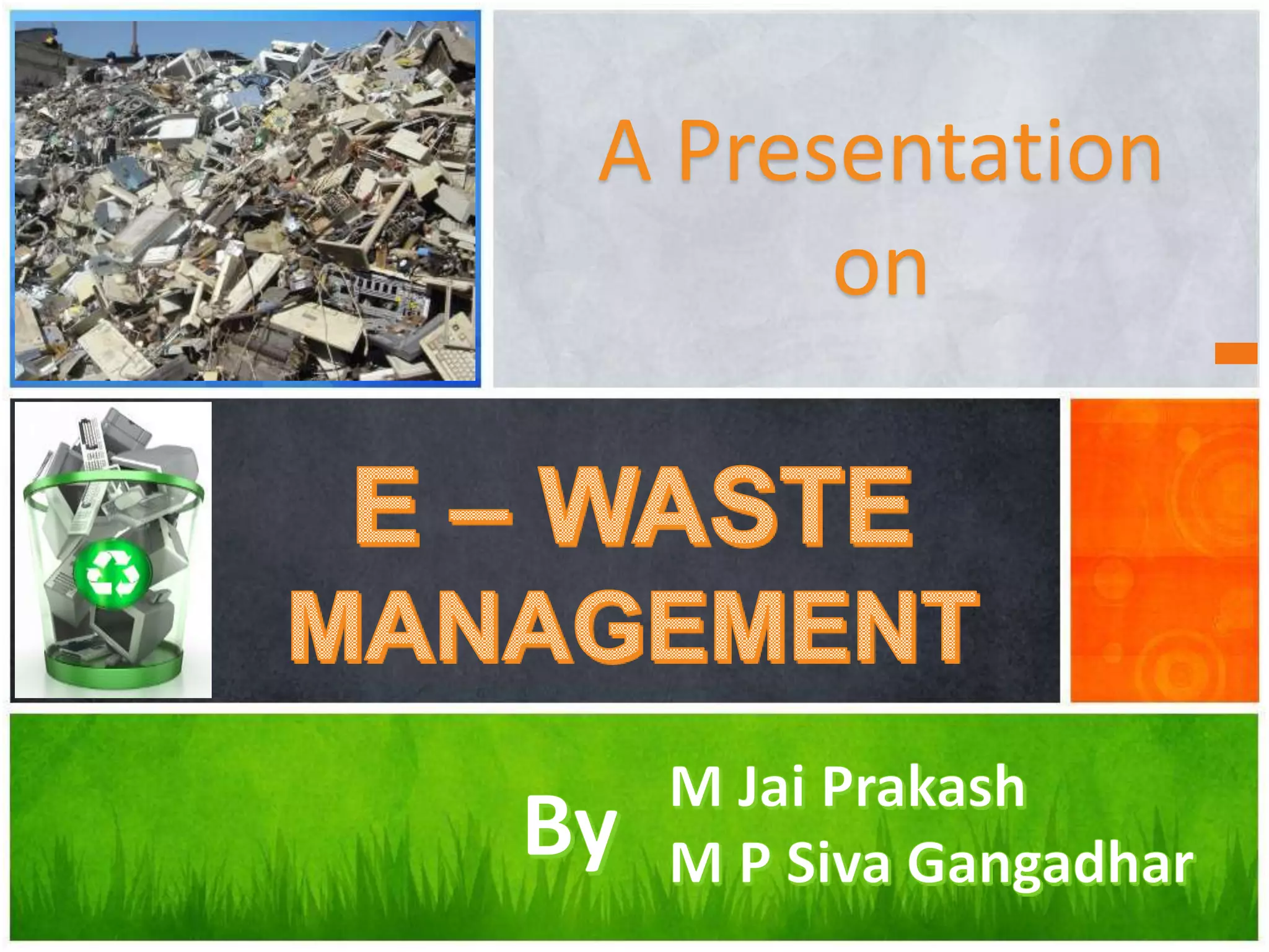 E – waste presentation for project work by Jaitrix Prakash | PPTX