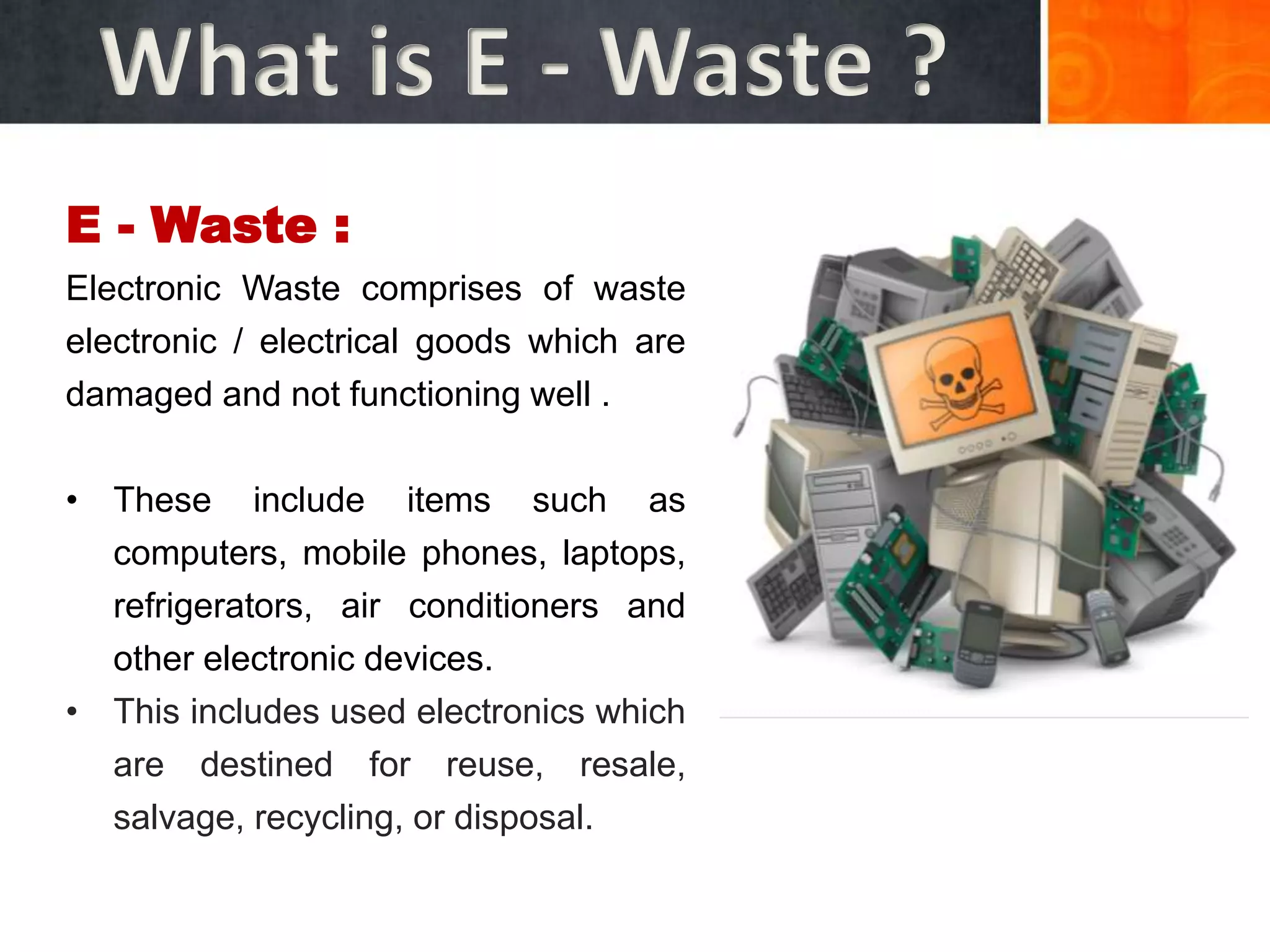 E – waste presentation for project work by Jaitrix Prakash | PPTX