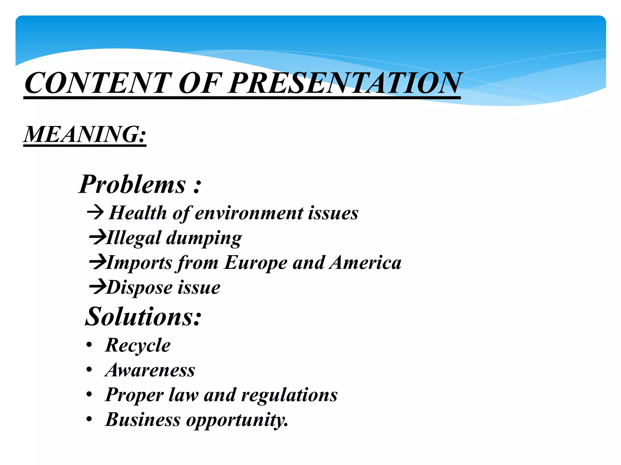 E waste problem | PPT