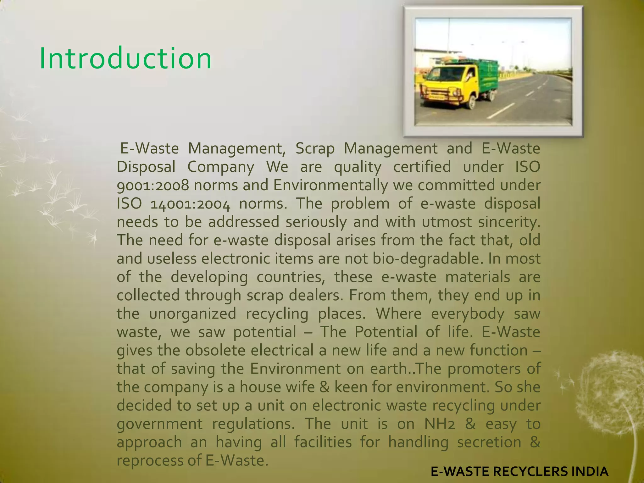 E waste recyclers india | PPTX