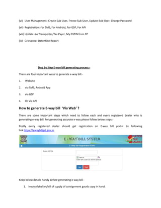 E way bill step by step updated | PDF