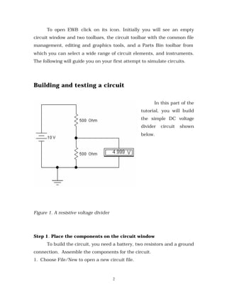 Electronics workbench tutorial for simulation of circuits | PDF