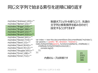 EWD 3トレーニングコース#23 GlobalストレージのJavaScript用抽象化-(d) ノードの範囲を渡り歩く | PPT