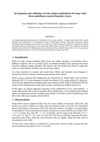 Wake model for wind farm - Meteodyn | PDF