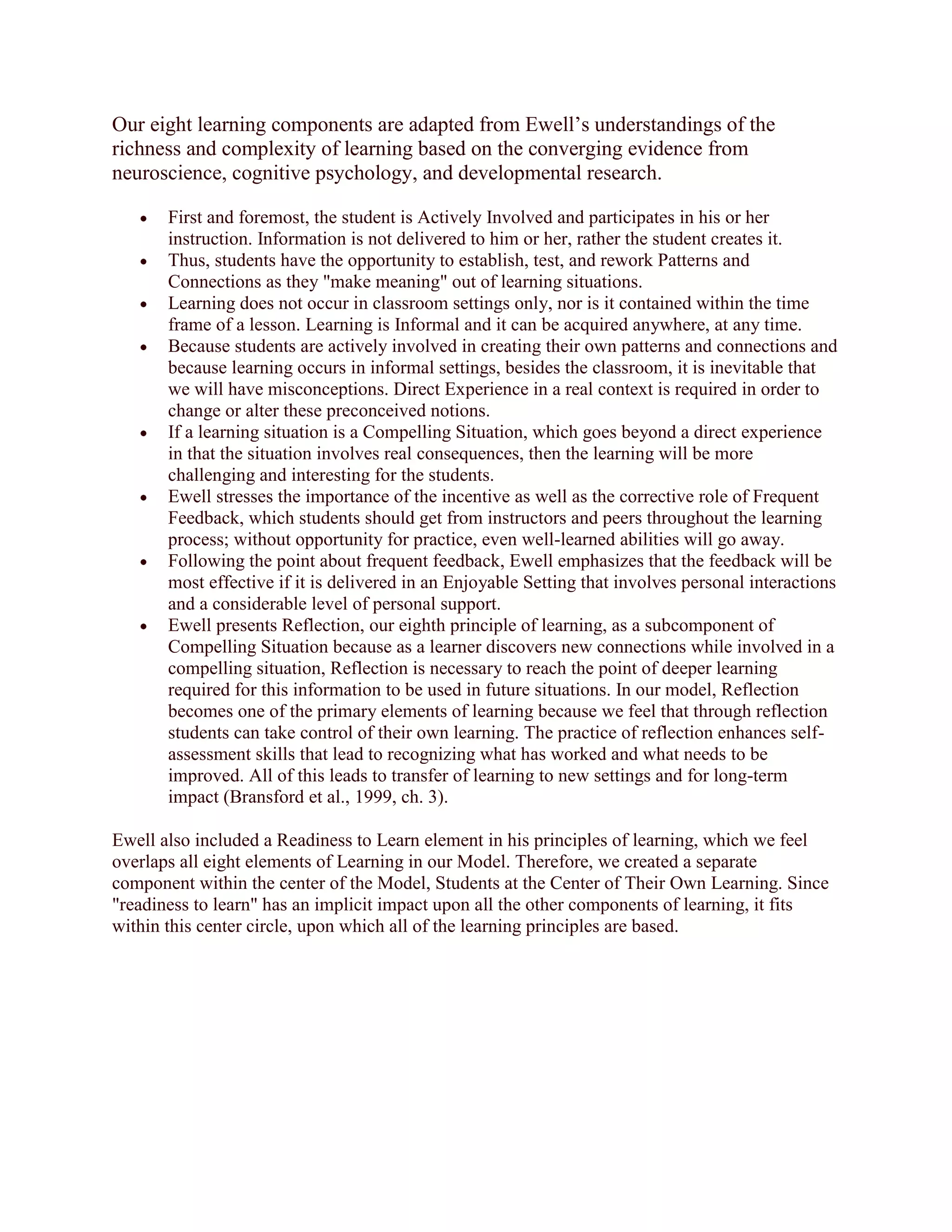 Ewell priciples of learning | DOCX