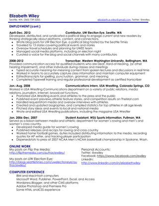 Elizabeth Wiley's Resume | PDF