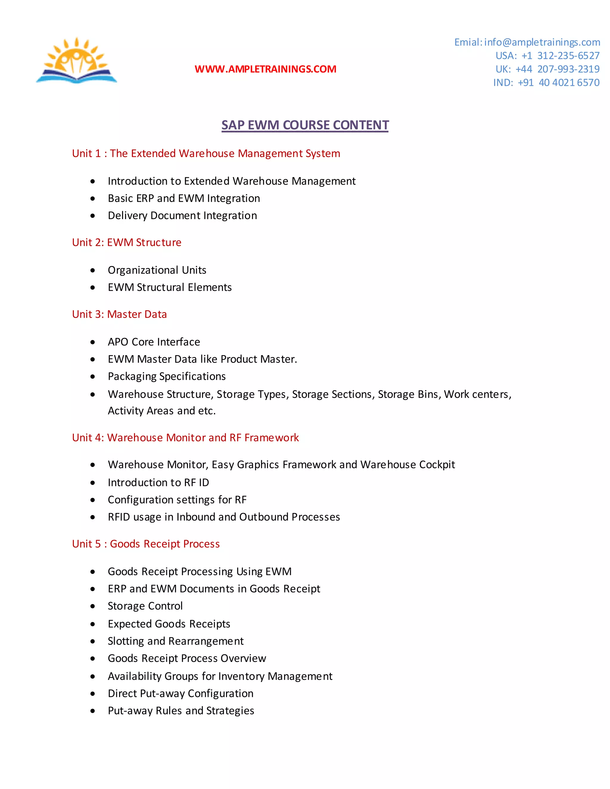 sap ewm online training | PDF