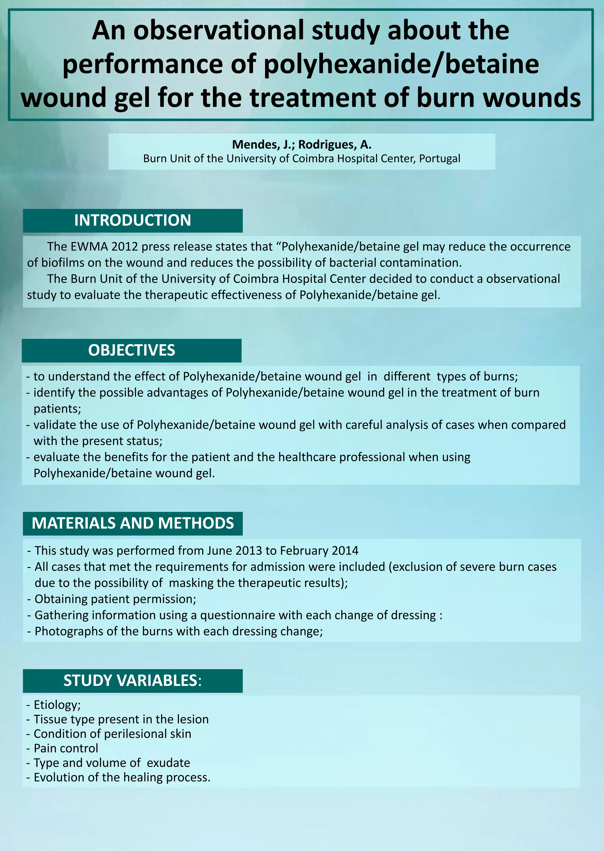 EWMA 2014 - EP436 AN OBSERVATIONAL STUDY ABOUT THE PERFORMANCE OF A ...