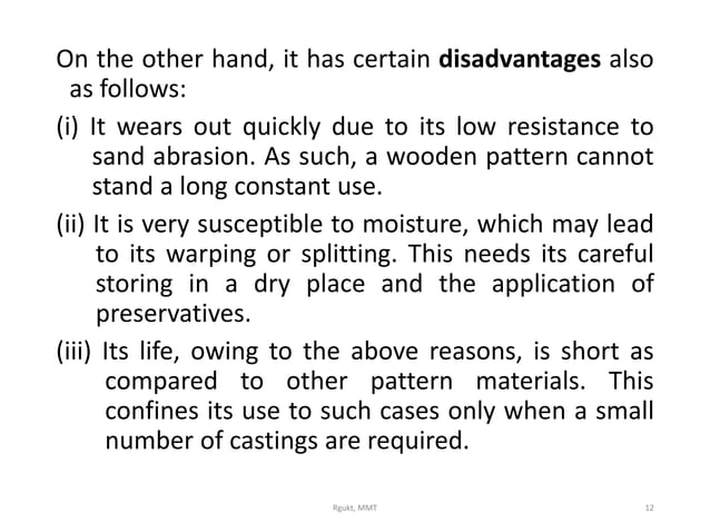 casting- Pattern types, pattern materials | PPT