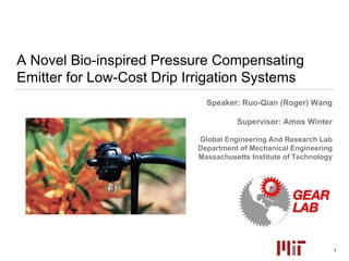 A Novel Bio-inspired Pressure Compensating Emitter for Low-Cost Drip ...