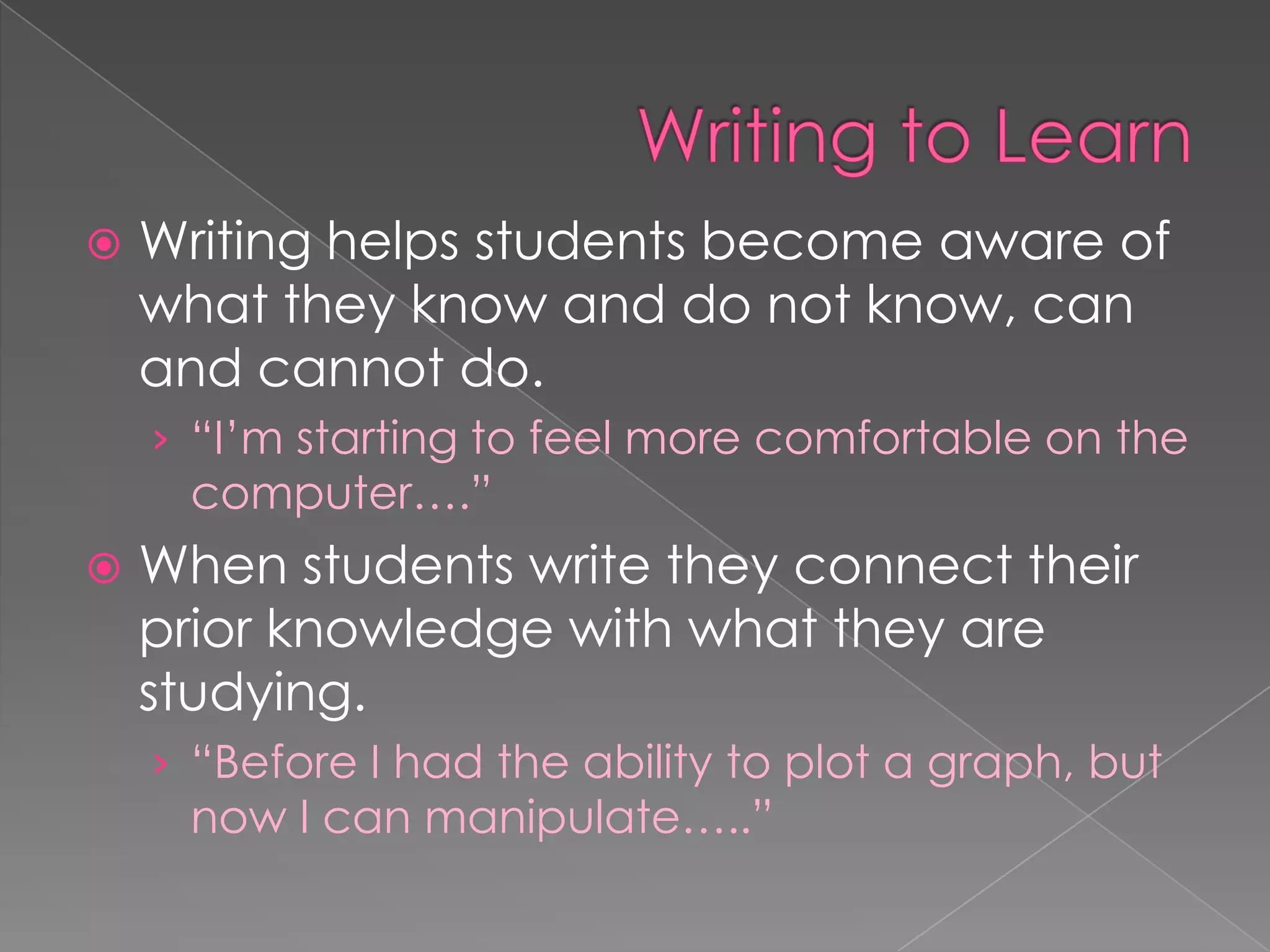 Writing In The Mathematics Classroom | PPT
