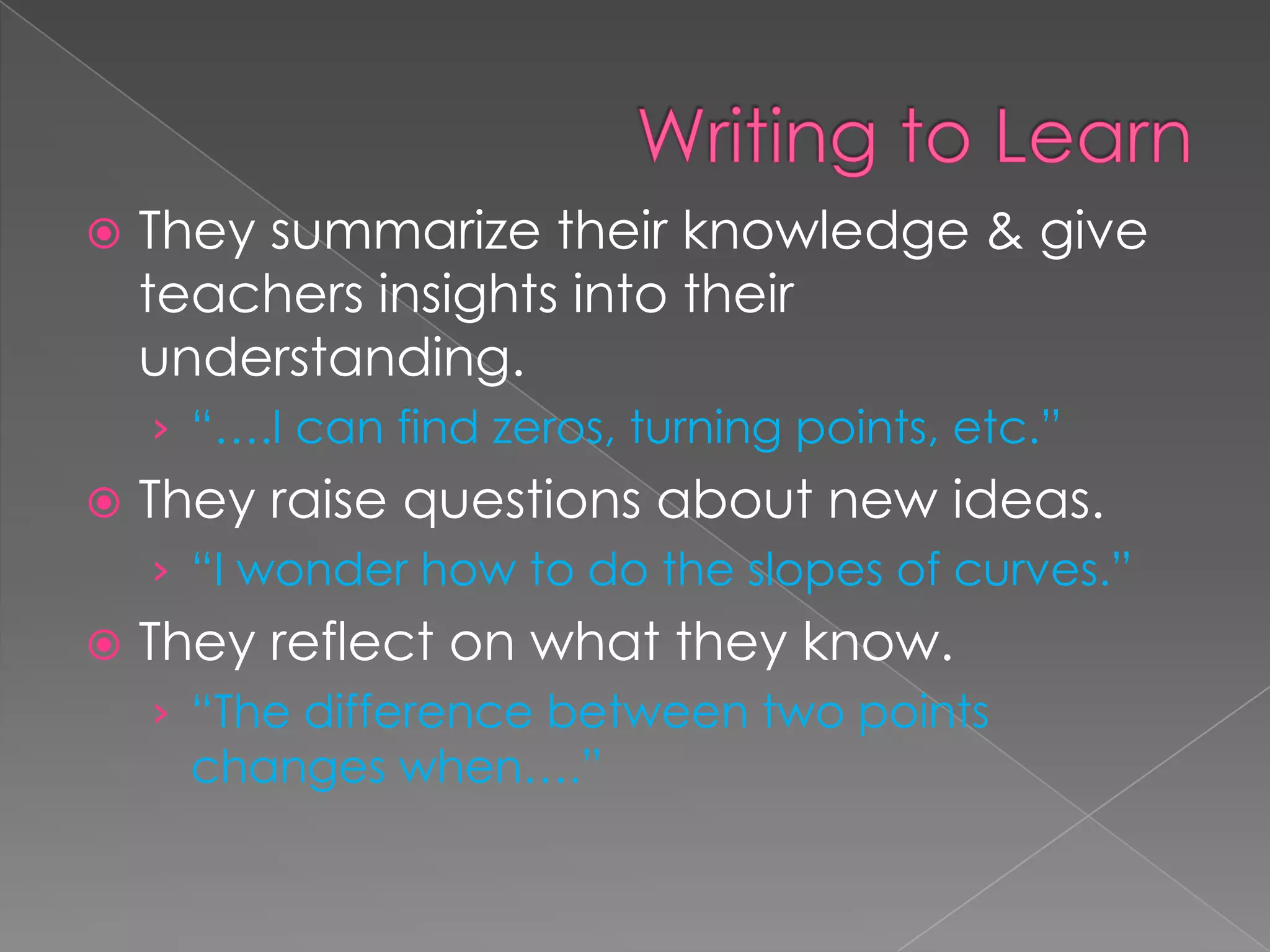 Writing In The Mathematics Classroom | PPT