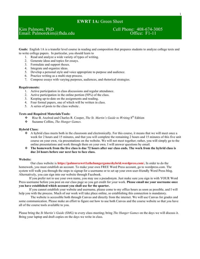 Ewrt 1 a green sheet | PDF