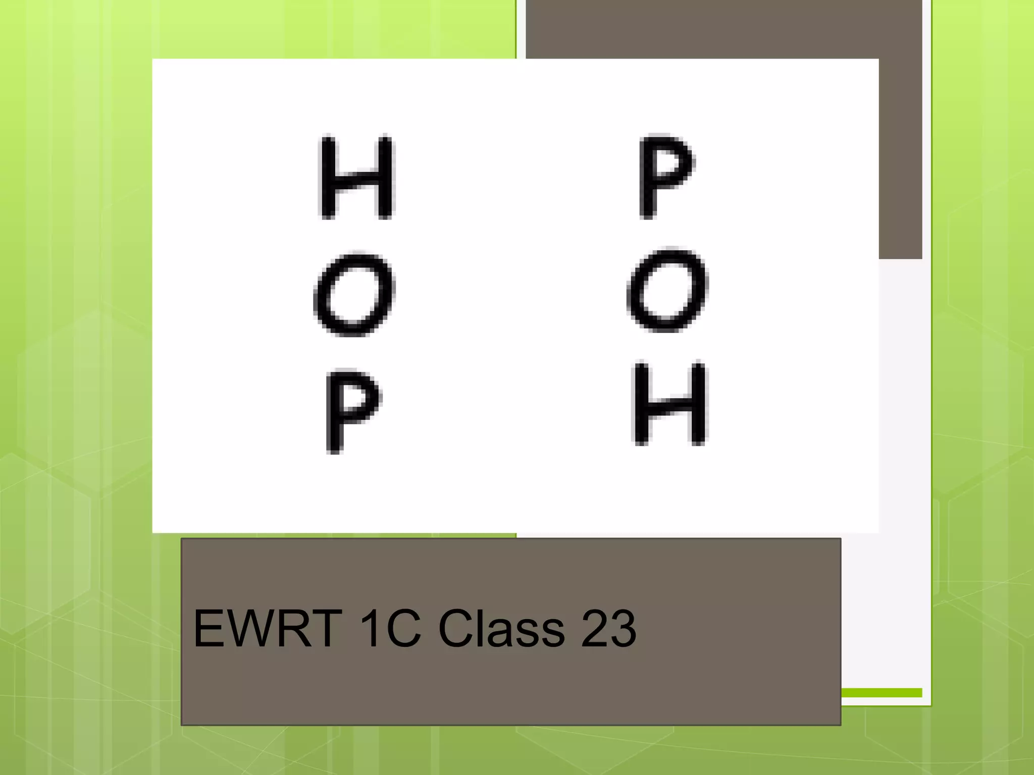Ewrt 1 c class 23 | PPT
