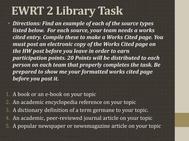 Ewrt 2 class 8 library visit | PPT