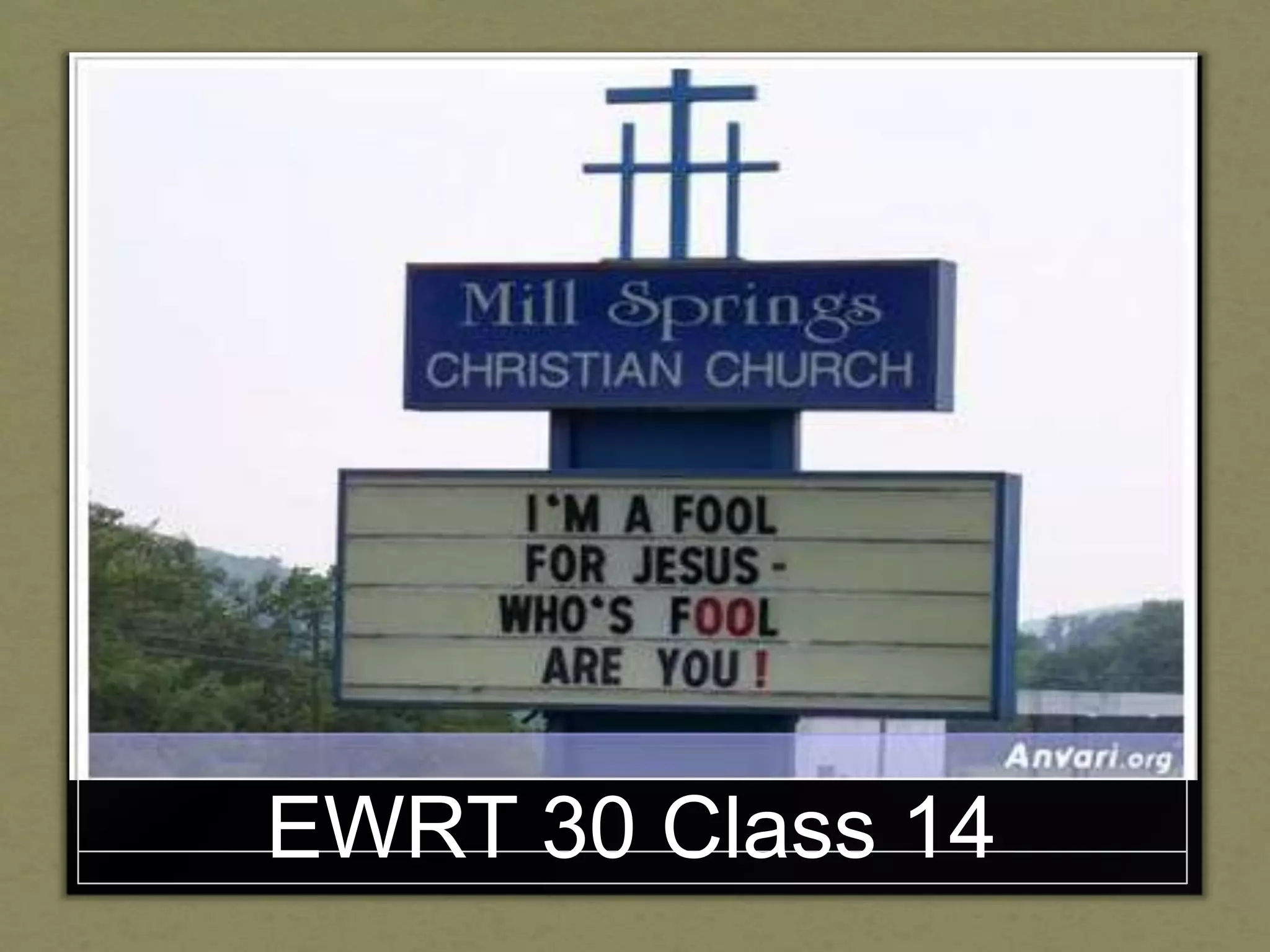 Ewrt 30 class 14 | PPTX