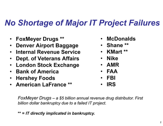 Early Warning Signs of IT Project Failure -- The Deadly Dozen and the ...