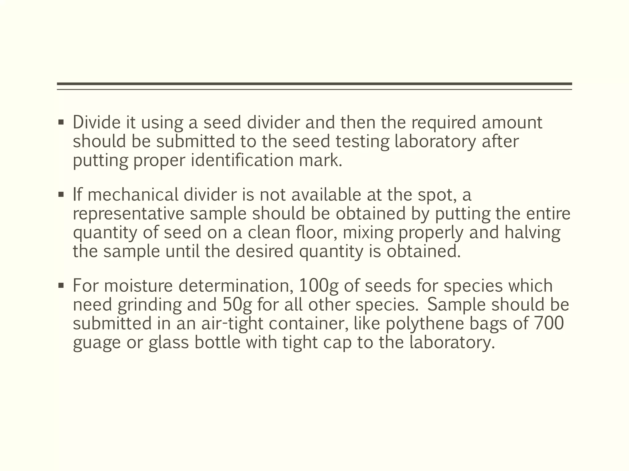 Seed sampling, mixing and dividing | PPTX