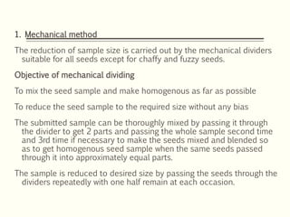 Seed sampling, mixing and dividing | PPTX