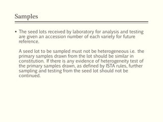 Seed sampling, mixing and dividing | PPTX
