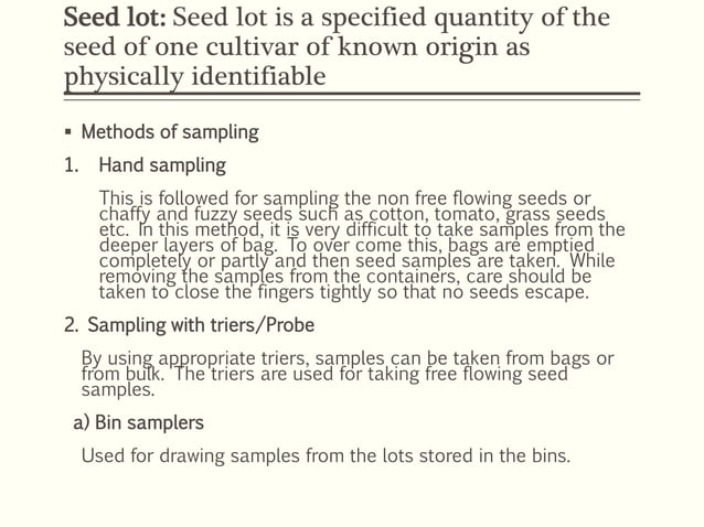 Seed sampling, mixing and dividing | PPTX