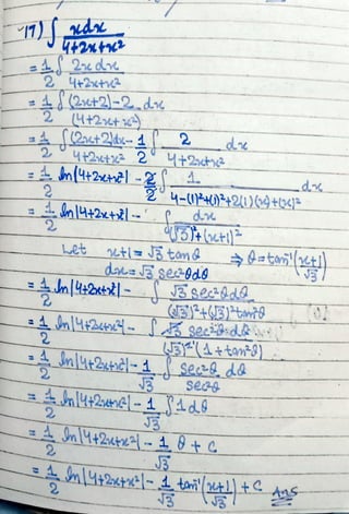 Notes (Solutions) of Chapter3: Integration 2nd YEAR | PDF