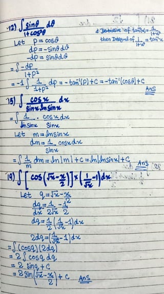 Notes (Solutions) of Chapter3: Integration 2nd YEAR | PDF