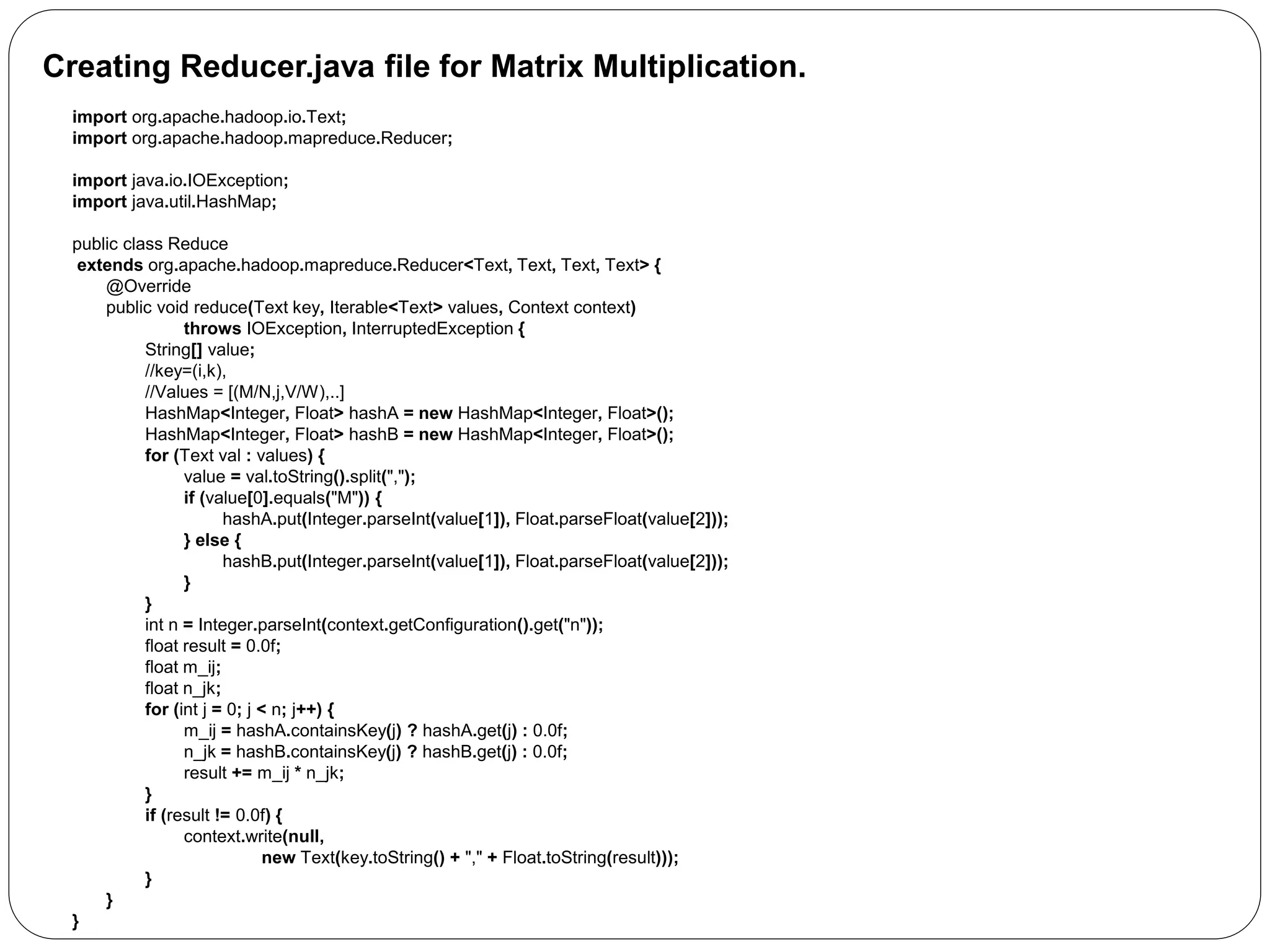 Ex 6 Implement Matrix Multiplication With Hadoop Map Reducepptx
