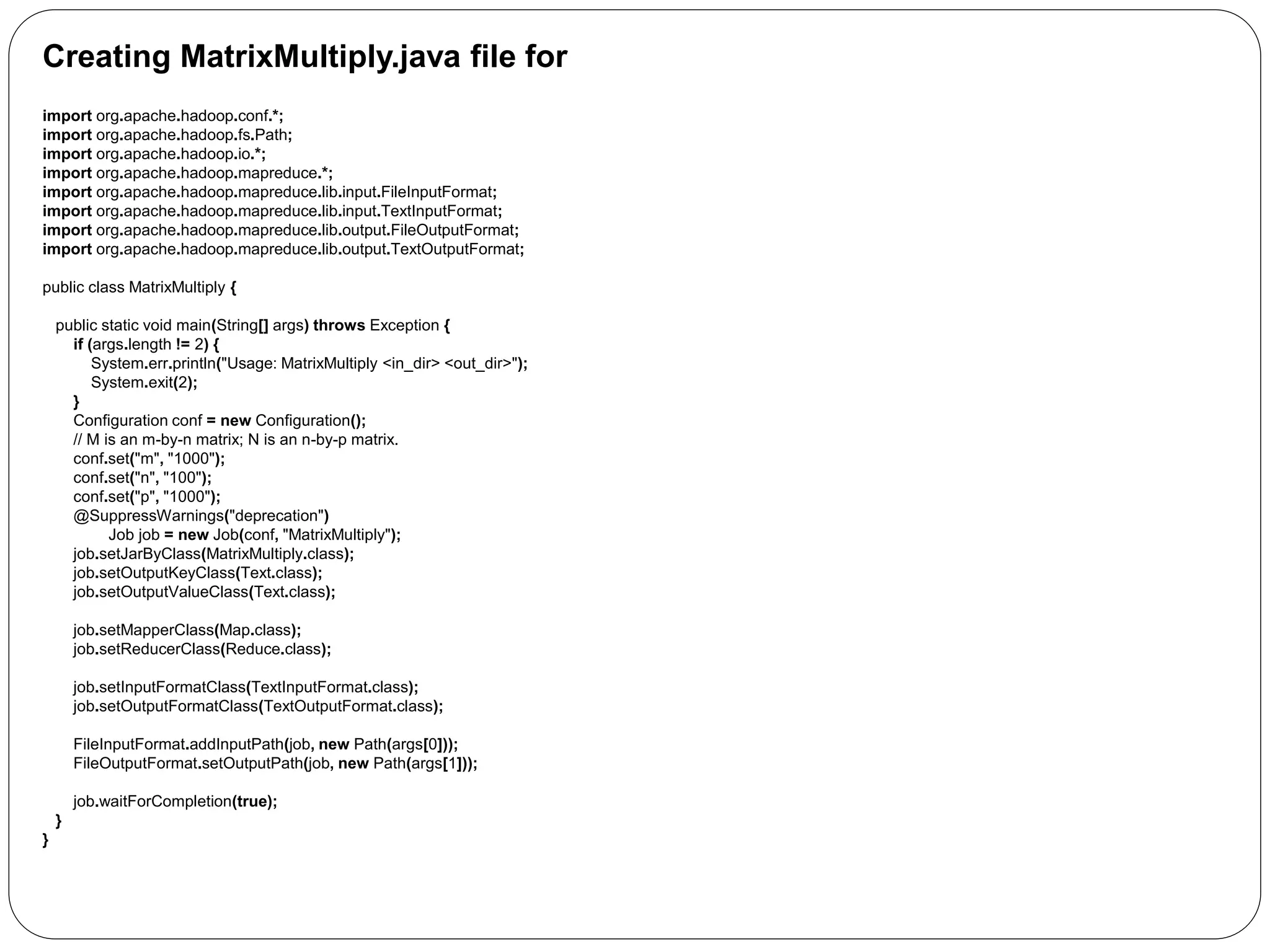 Ex 6 Implement Matrix Multiplication With Hadoop Map Reducepptx