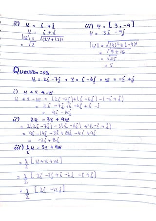 Ex-7.1Notes (Solutions) of Chapter7: Vectors 2nd YEAR | PDF