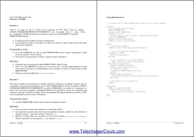 exercices corrigés pl sql oracle