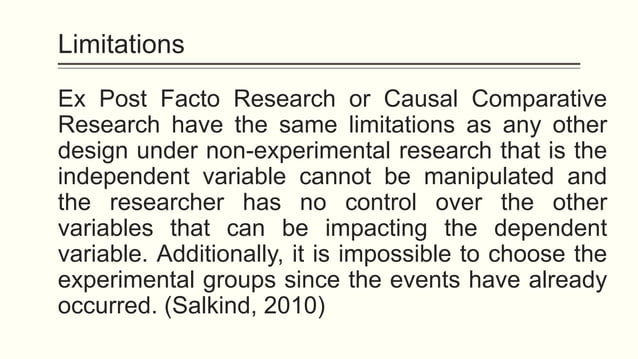 EX-POST-FACTO-RESEARCH-advantages-and-disadvantages.pptx | Science