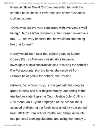 Ex-Schechter School of Long Island CFO David Ostrove gave co-worker ...