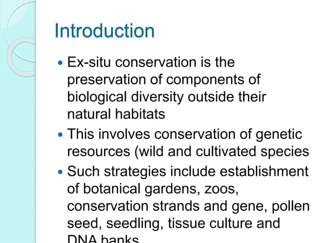 Ex situ conservation | PPTX