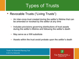 Trusts: An Essential Planning Tool | PPT