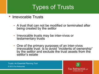 Trusts: An Essential Planning Tool | PPT