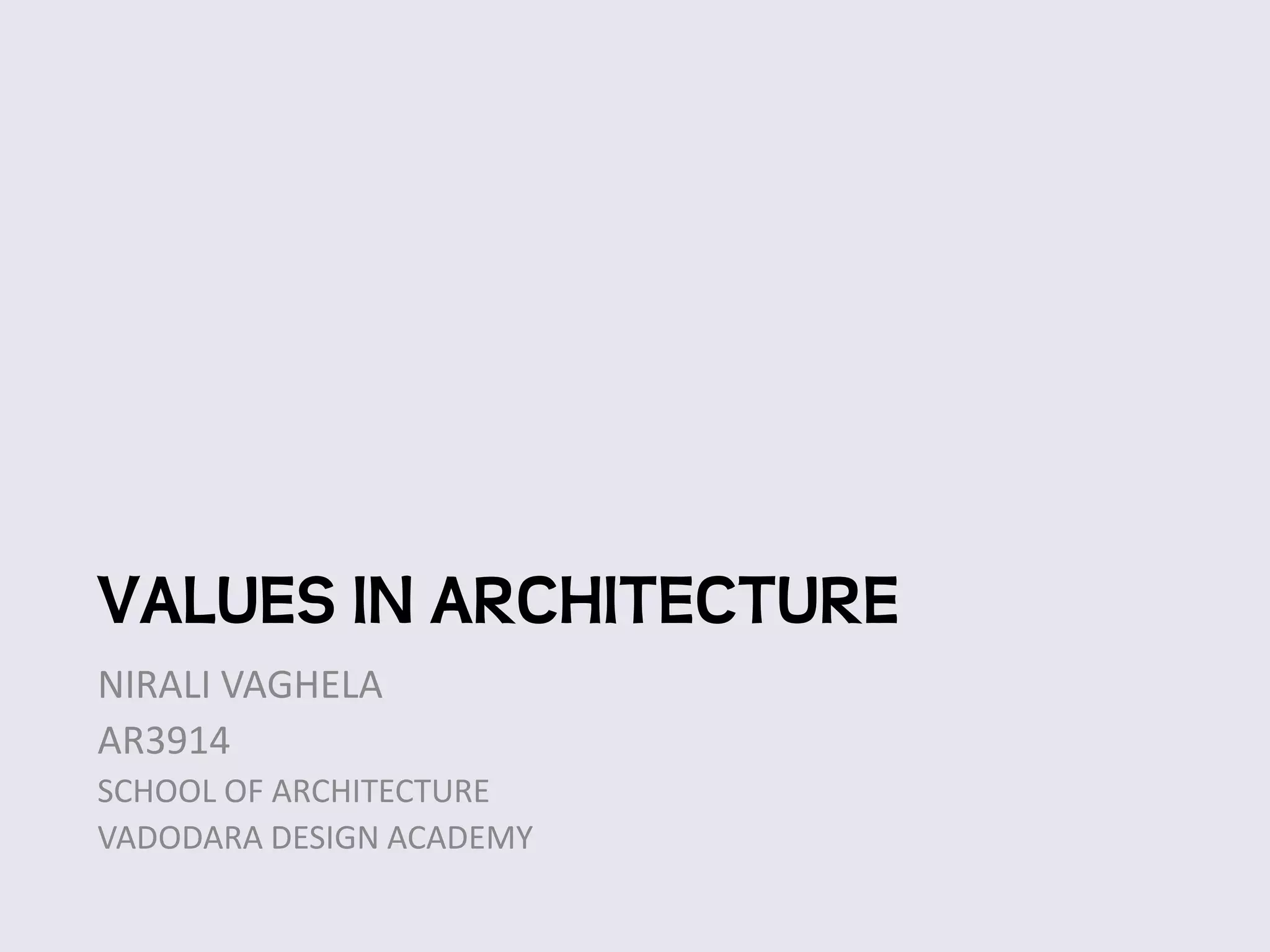 values in architecture | PPT