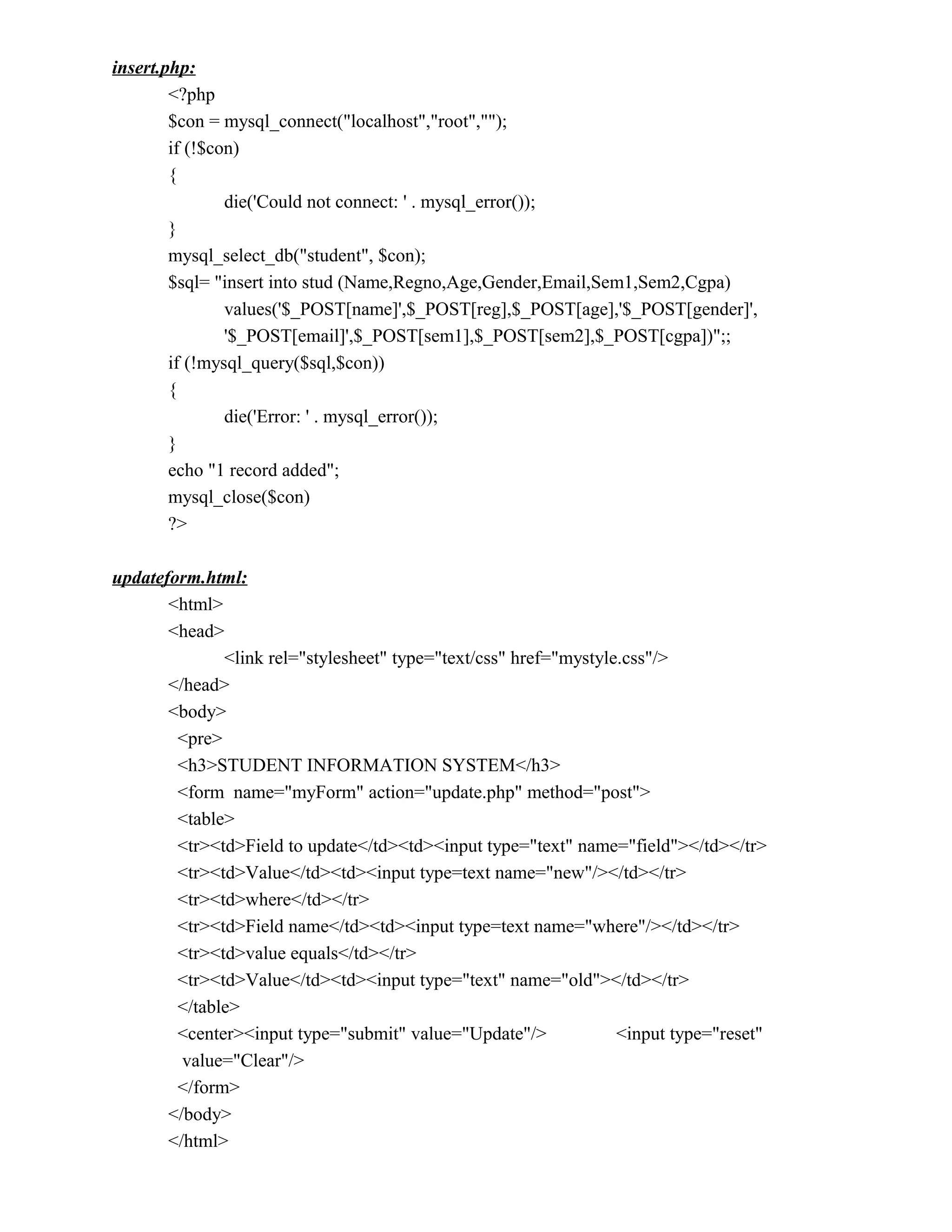 Ex 1 3 Php Db Connectivity Pdf