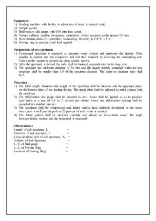 Ex 10 unconfined compression test | DOC
