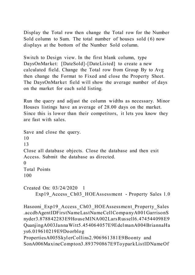 EX19_AC_CH03_GRADER_HOE_AS_InstructionsGrader - Instructi | DOCX | Home Financing | Personal Debt