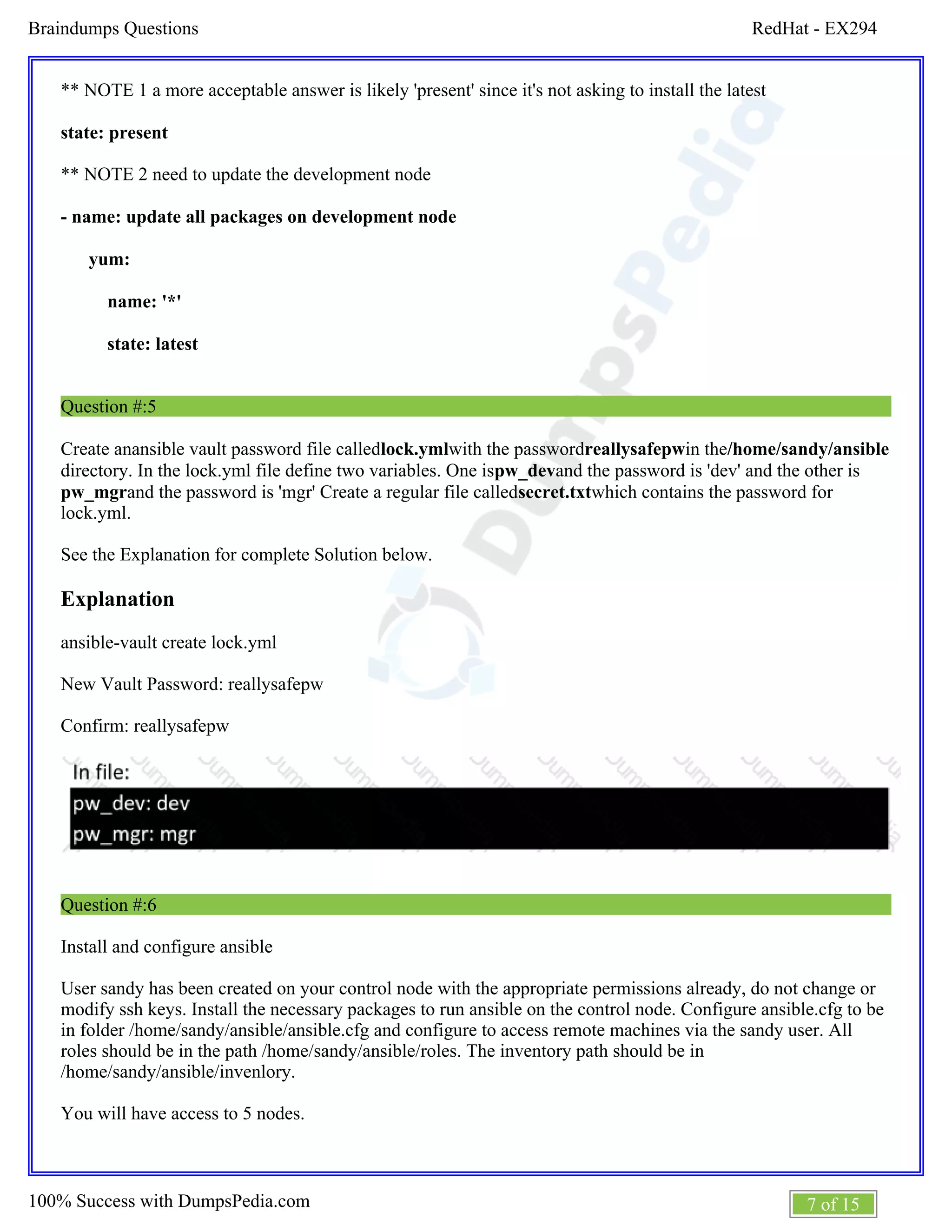 Red Hat Certified Engineer (RHCE) EX294 Exam Questions | PDF