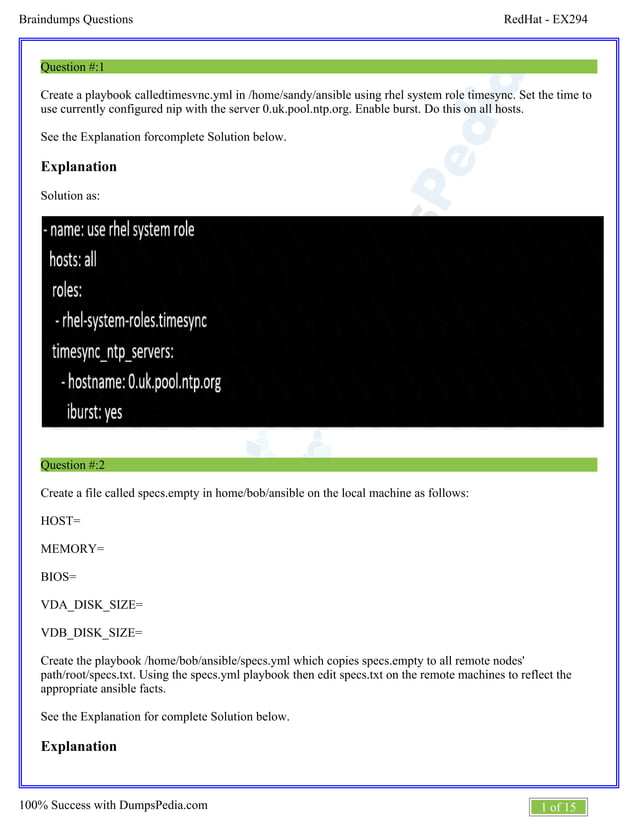 Red Hat Certified Engineer (RHCE) EX294 Exam Questions | PDF