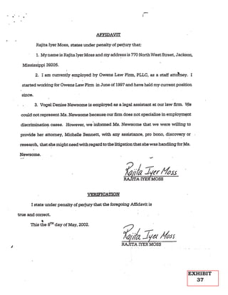 RAJITA IYER MOSS AFFIDAVIT - Newsome vs. Entergy Matter | PDF