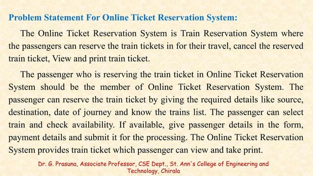 Online Ticket Reservation System-SRS, ERD, DFD, Structured Charts ...