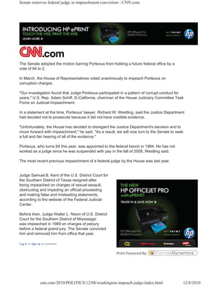 IMPEACHED - Judge G. Thomas Porteous | PDF